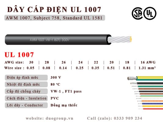 AWM 1007 VW-1 80C 300V Cable wire UL1007 22AWG CSA TEW